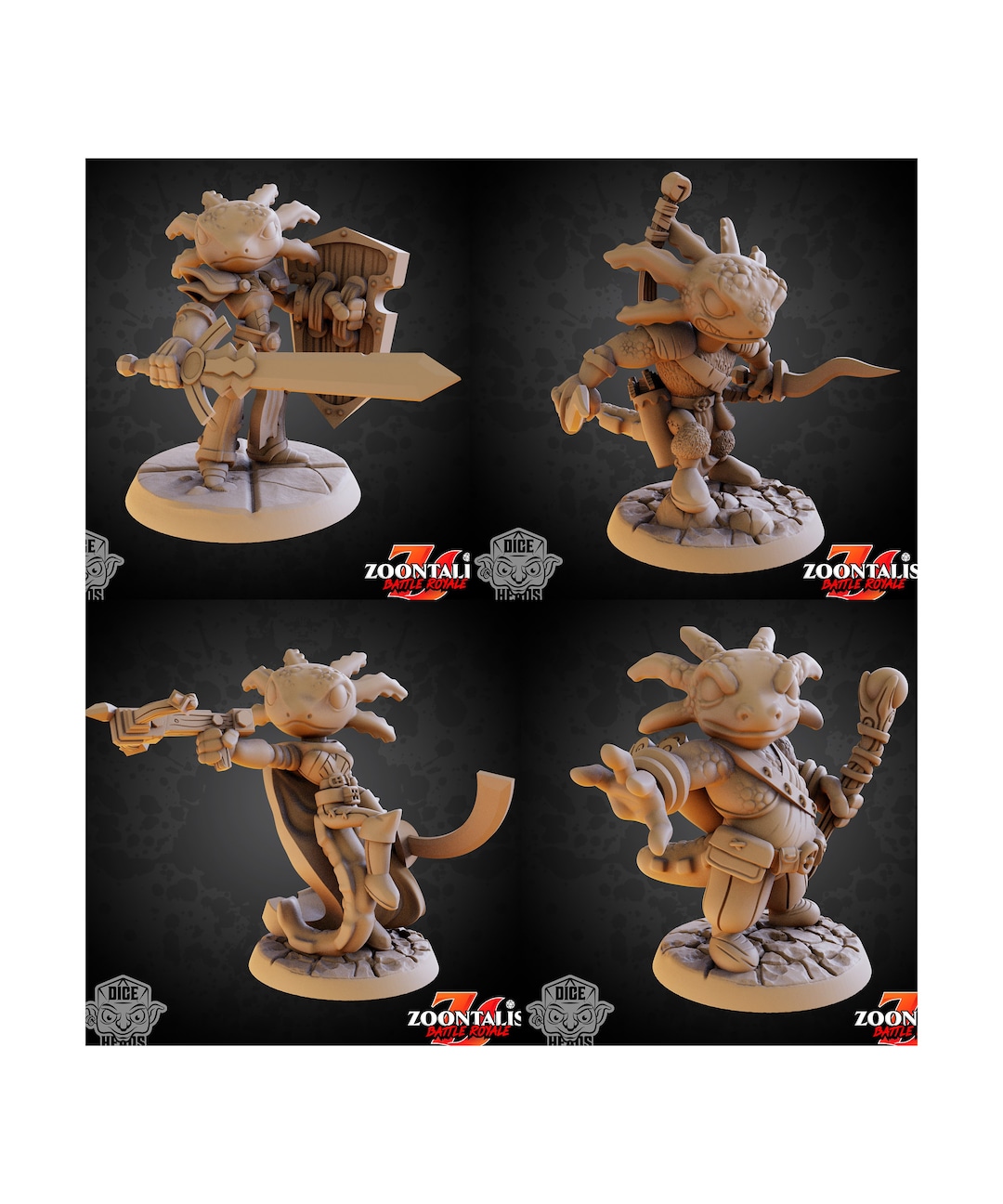 Axolotl Miniatures Zoontalis Paladin Ranger Rogue - Etsy