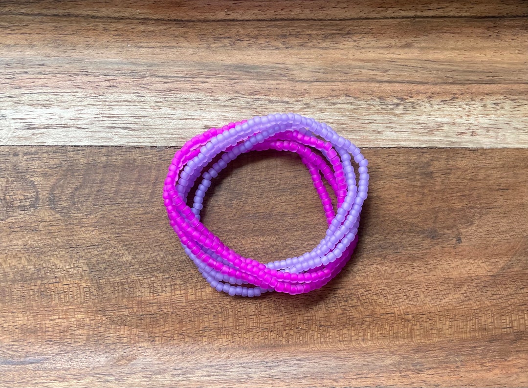 Tiny Matte Neon Purple Seed Bead Stretch Bracelets - Etsy