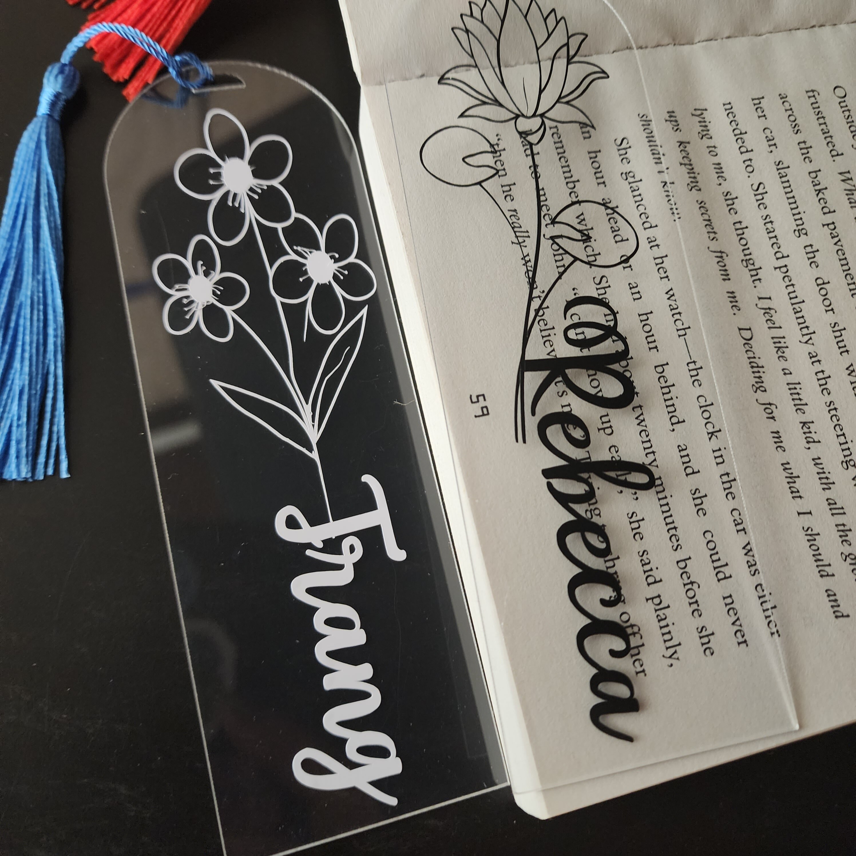 Custom Birth Flower Bookmark With Name. Birthday, Flower, Acrylic ...