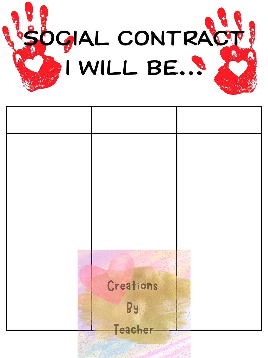 Social Contract Printable for Classroom (digital Download) - Etsy