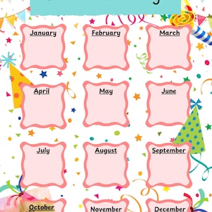Class Birthday Chart - Etsy