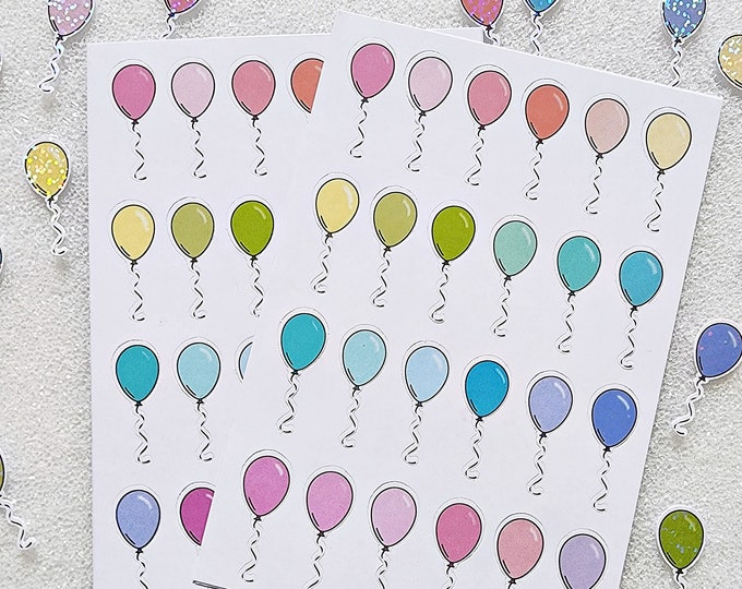 Balloon Stickers, Birthday Balloon Sticker Sheets for Planners and ...