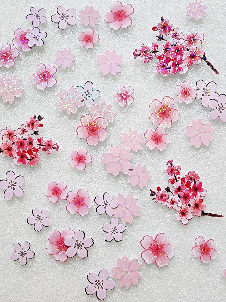 Cherry Blossom Stickers Sparkly Sakura Flower Stickers for - Etsy