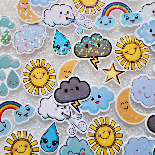 Weather Stickers Sparkly Weather Sticker Set for Calendars - Etsy