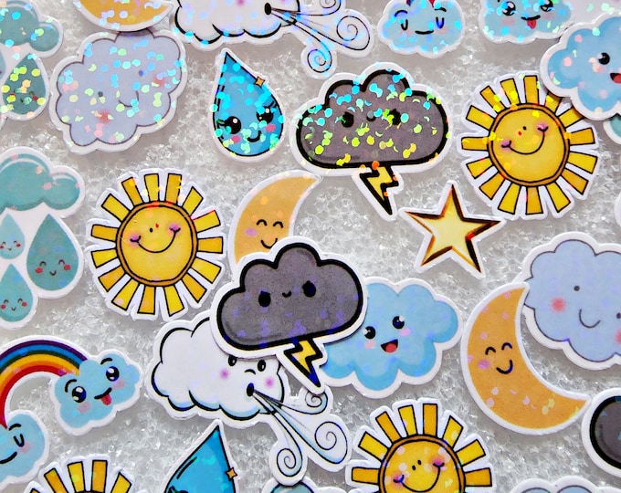 Weather Stickers, Sparkly Weather Sticker Set for Calendars and ...
