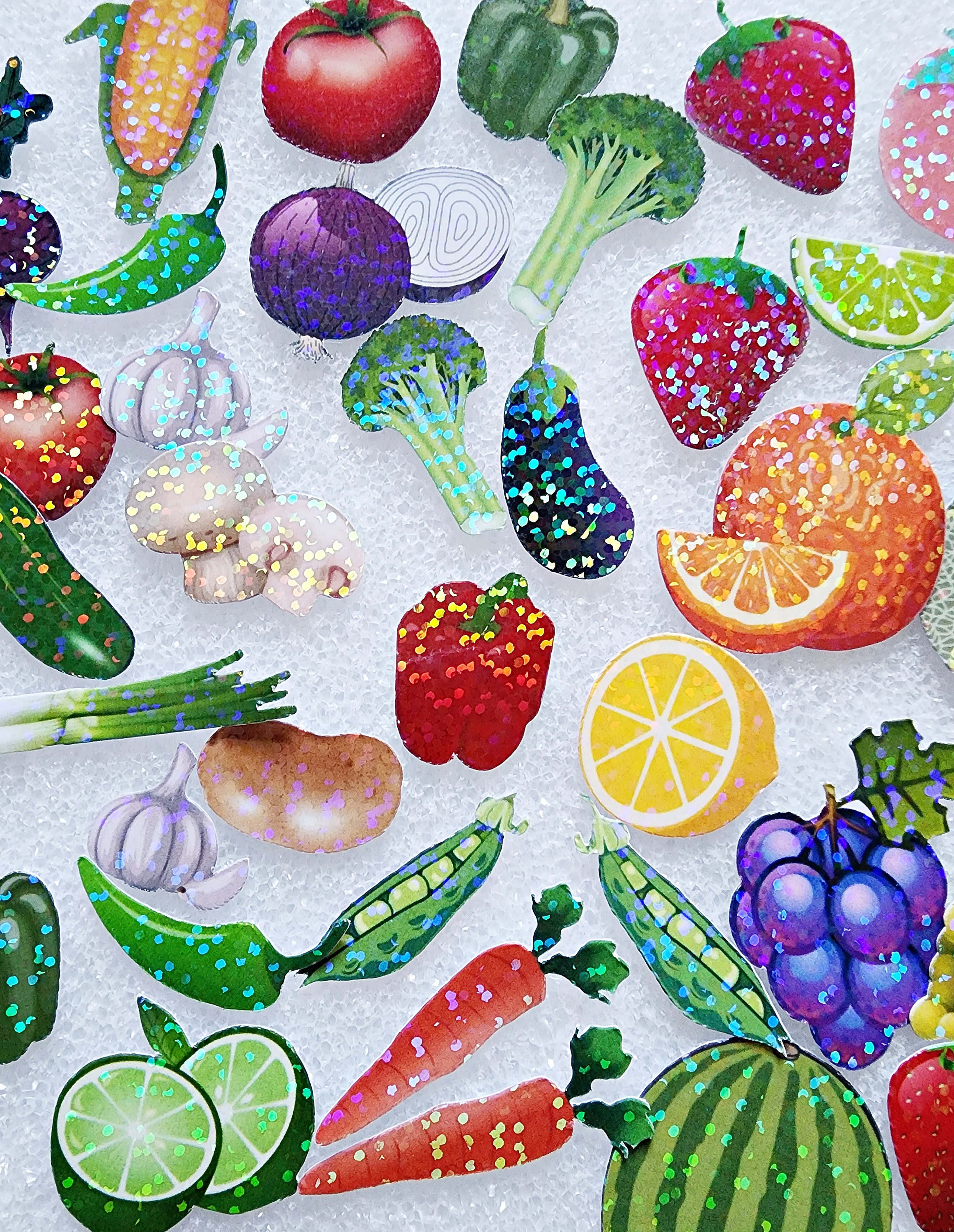 Fruit and Vegetable Stickers, Sparkly Food Sticker Set for Recipe Books ...