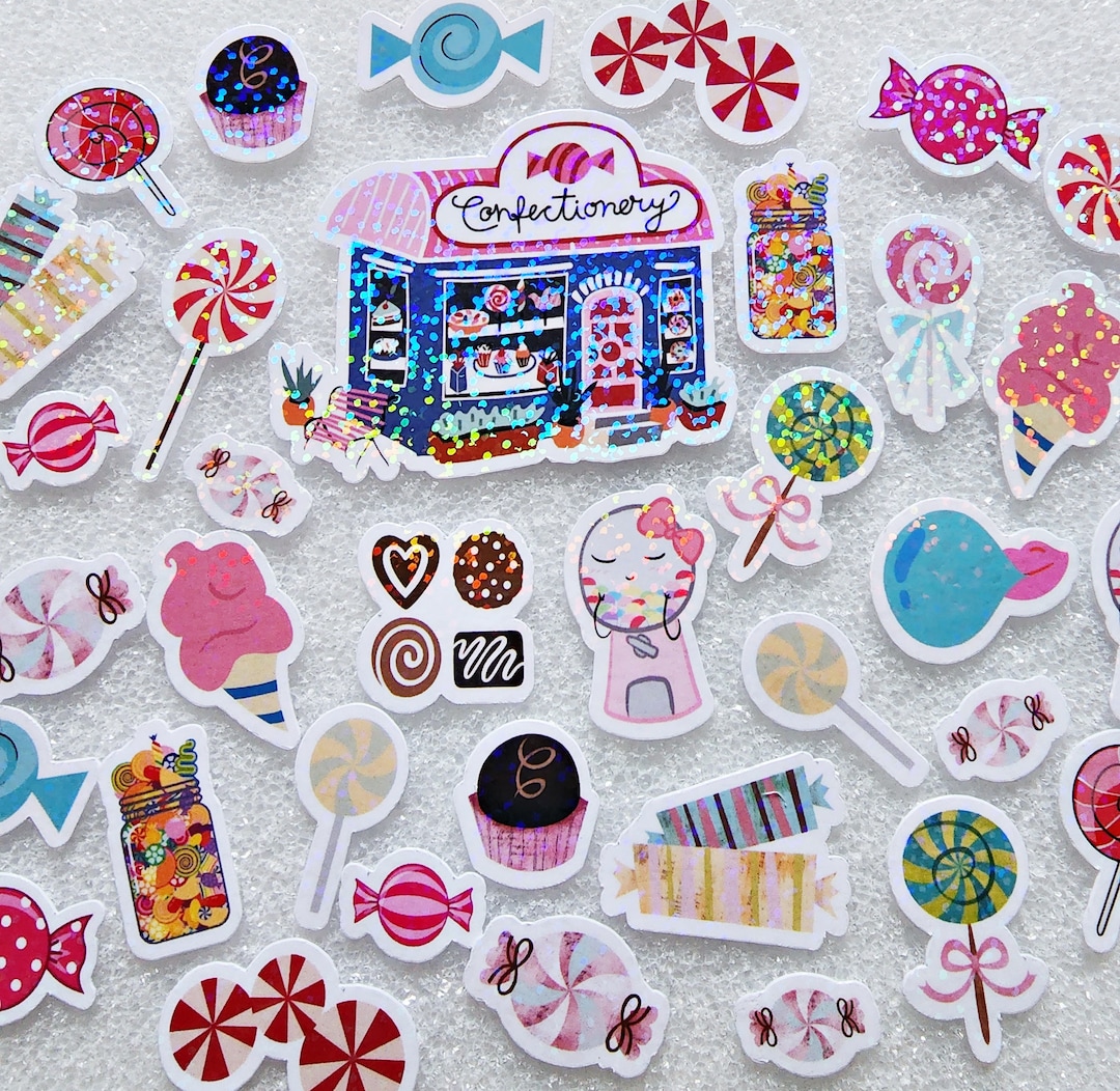 Candy Shop Stickers, Sparkly Candy Stickers for Scrapbooks and Journals ...