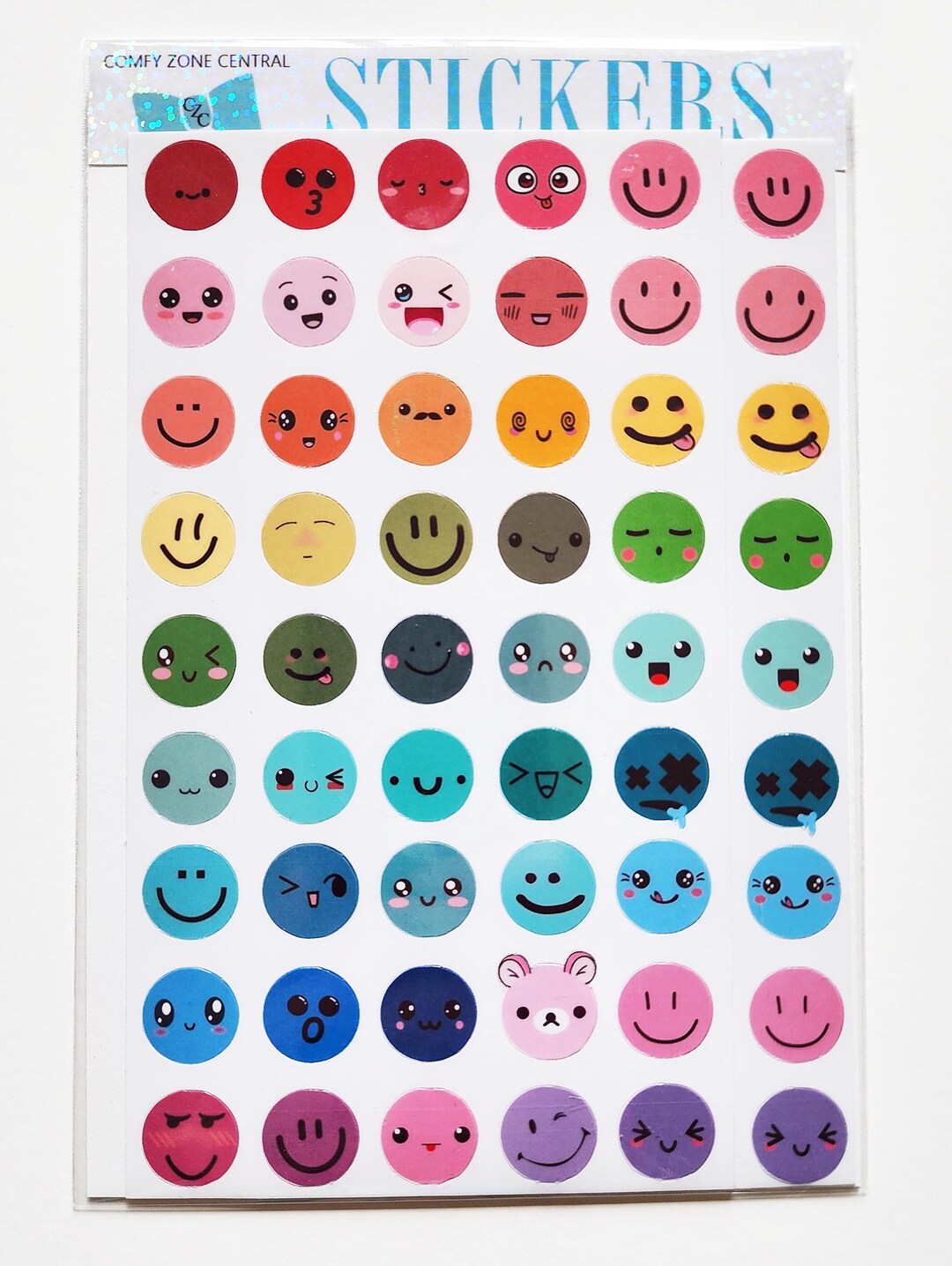 Rainbow Smiley Face Stickers, Colorful and Cute Smiley Face Sticker ...