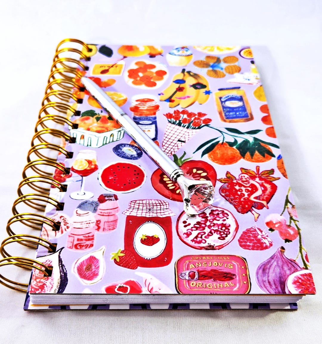 Fruits and Vegetables Pattern Notebook, Food Journal, Cute Hardcover ...