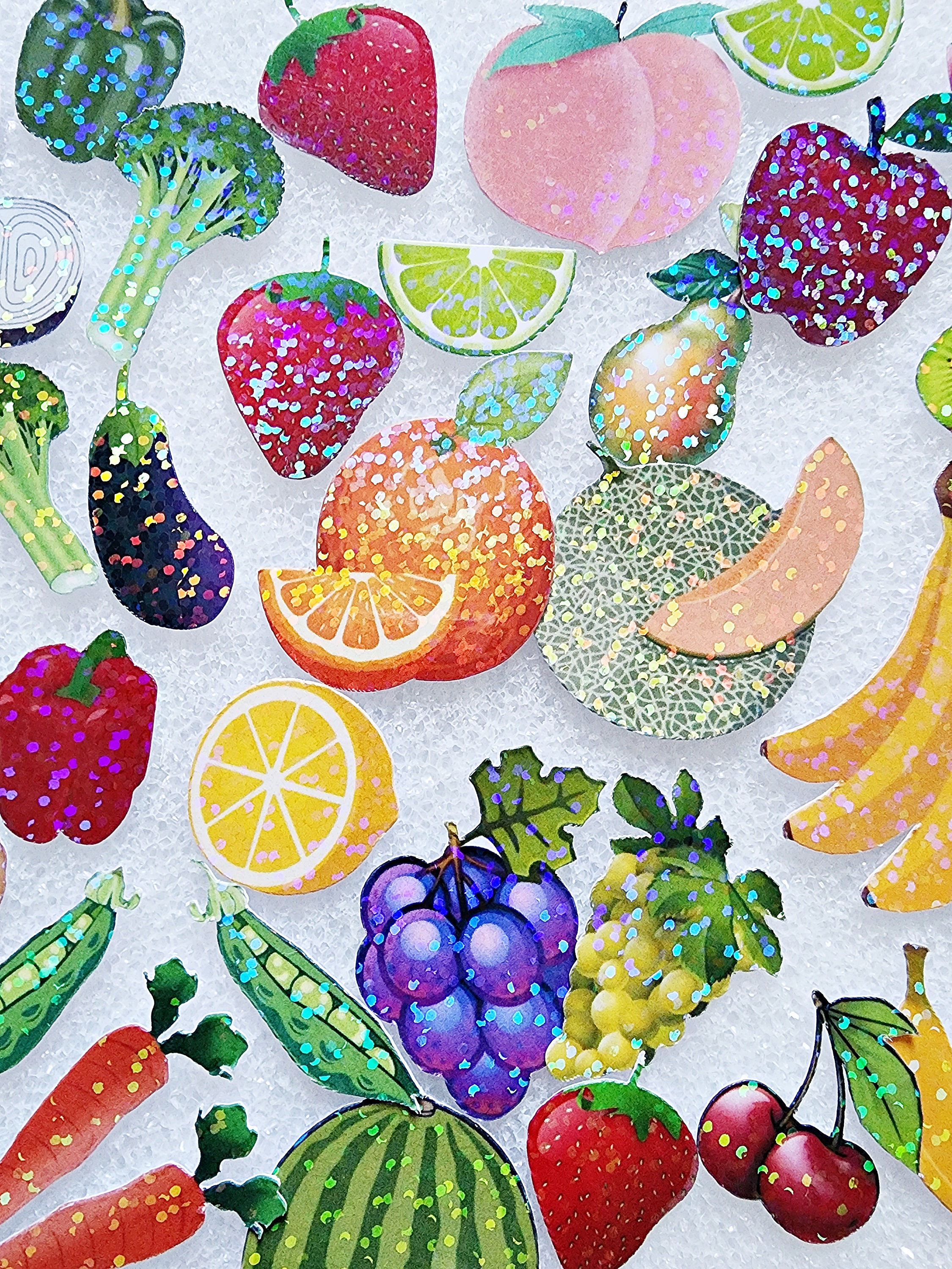 Fruit and Vegetable Stickers, Sparkly Food Sticker Set for Recipe Books ...