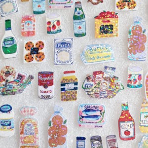 Grocery Store Stickers, Sparkly Food Sticker Set for Recipe Books and ...