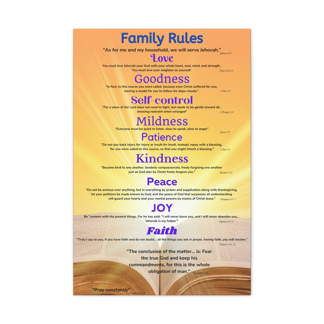 Family Rules; Bible Verse Family Rules Sign; Faith Wall Decor; Fruitage ...