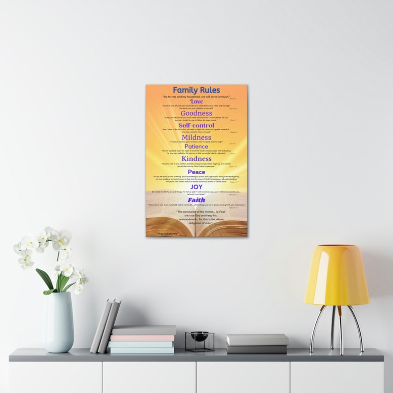 Family Rules; Bible Verse Family Rules Sign; Faith Wall Decor; Fruitage ...