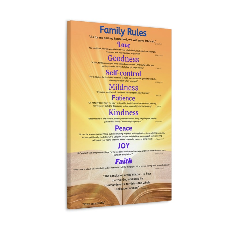 Family Rules; Bible Verse Family Rules Sign; Faith Wall Decor; Fruitage ...