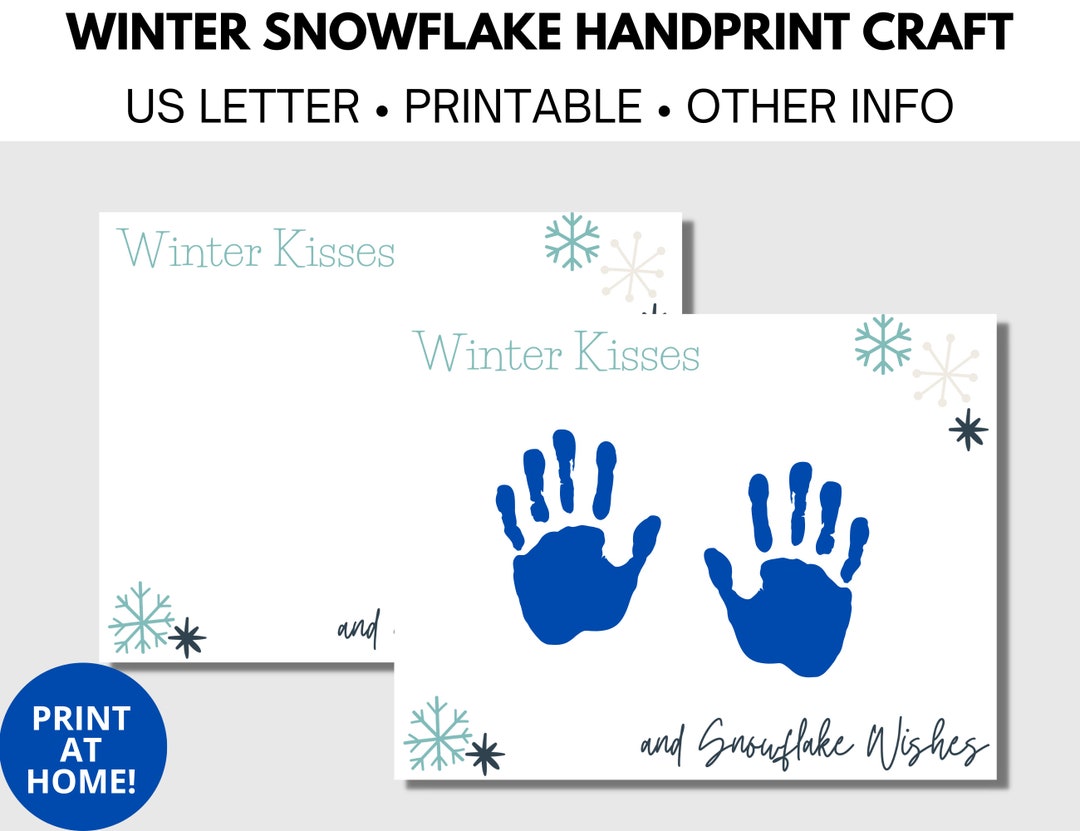 Winter Snowflake Handprint Craft - Etsy