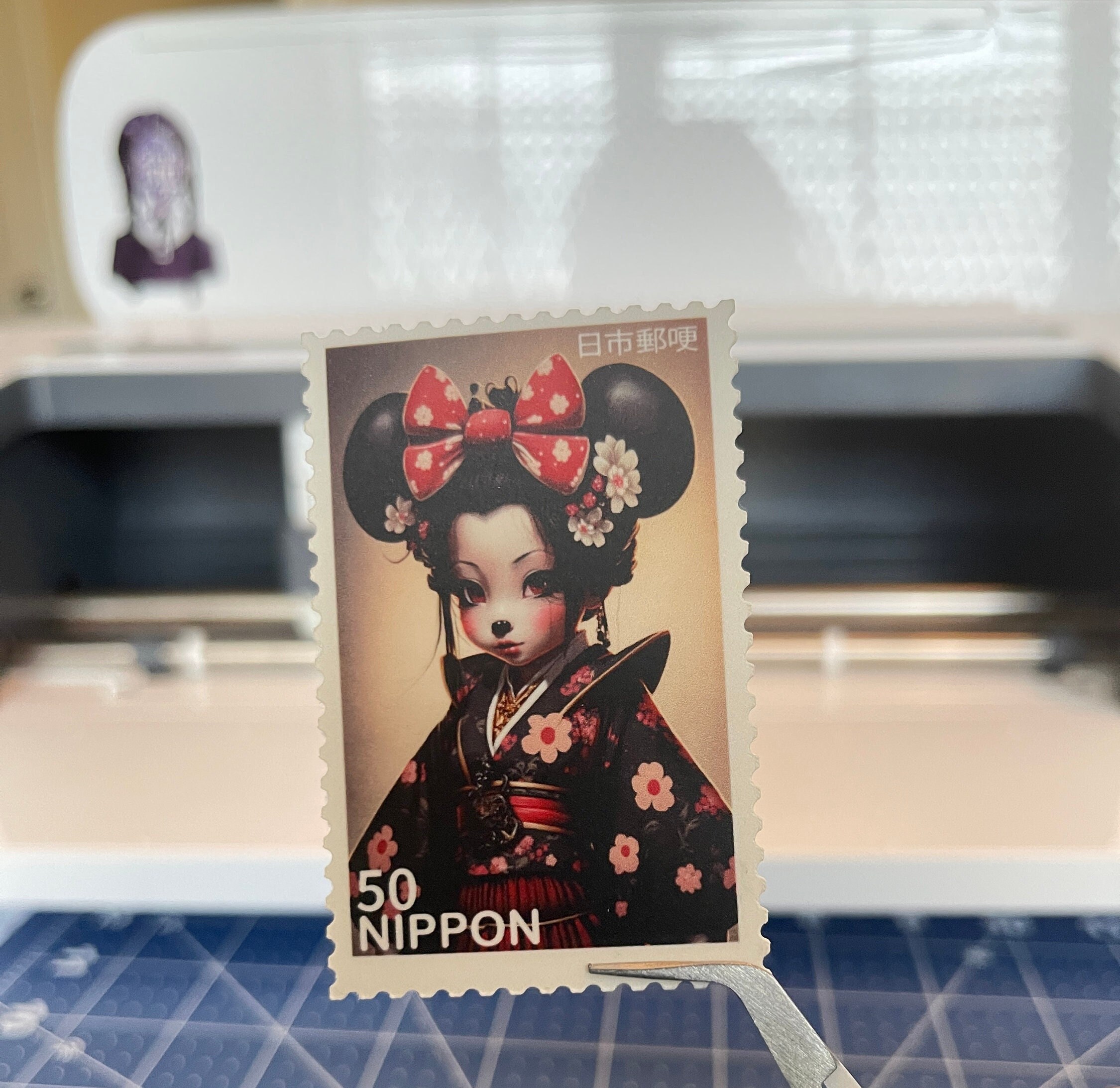 Kawaii Geisha Mouse Japanese Postage Stamp Vinyl Sticker, Tumbler ...