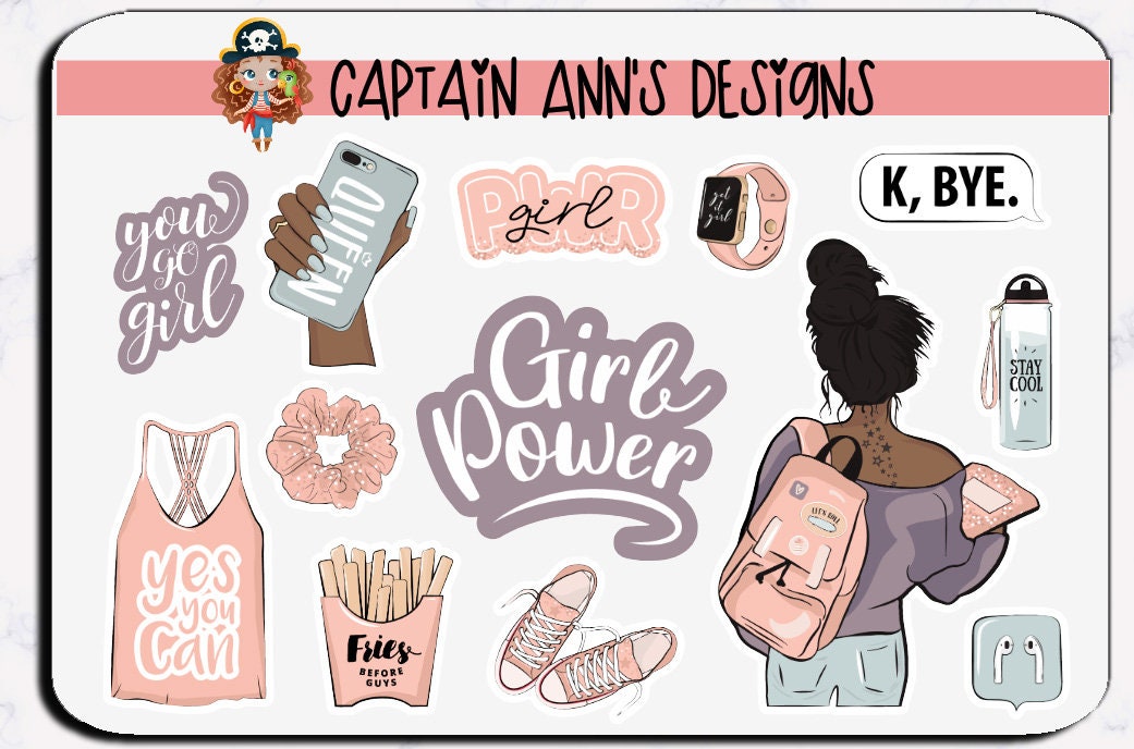 Back to School Girl Power Sticker Sheet High School Teen College Bullet ...