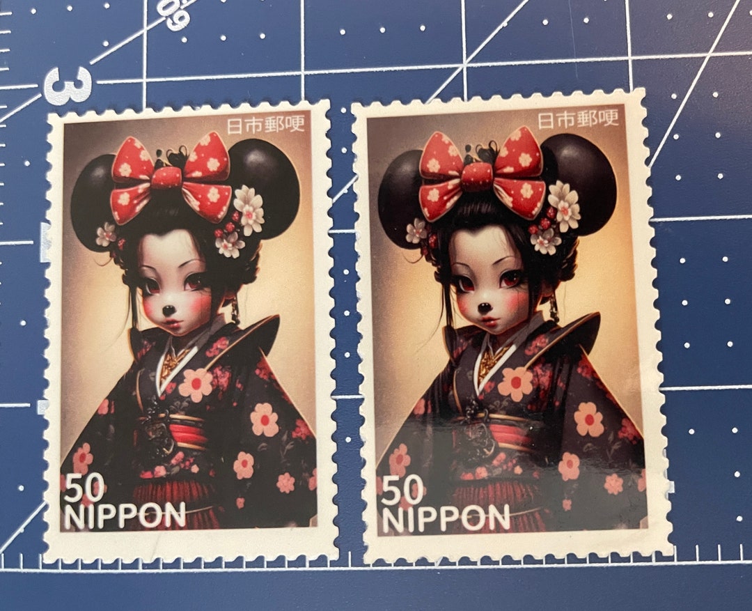 Kawaii Geisha Mouse Japanese Postage Stamp Vinyl Sticker, Tumbler ...