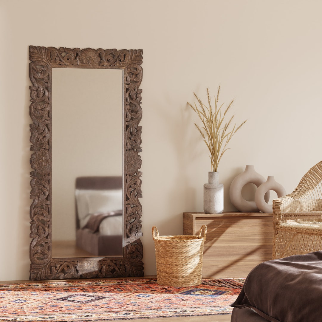 Hand-carved Artisanal Tall Rectangular Mirror - Etsy