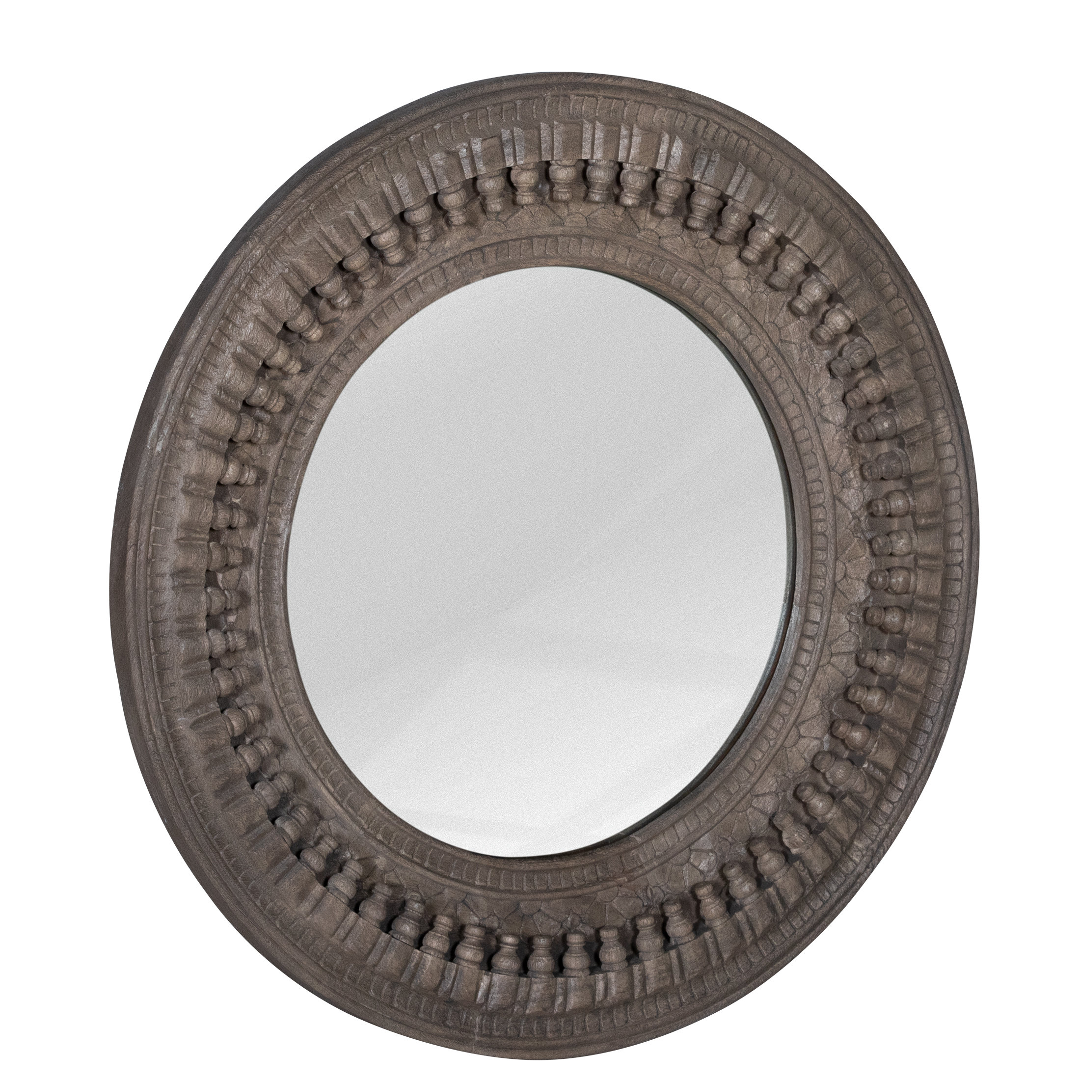 Hand-carved Round Wooden Mirror-artisan Crafted Decorative Wall Mirror ...