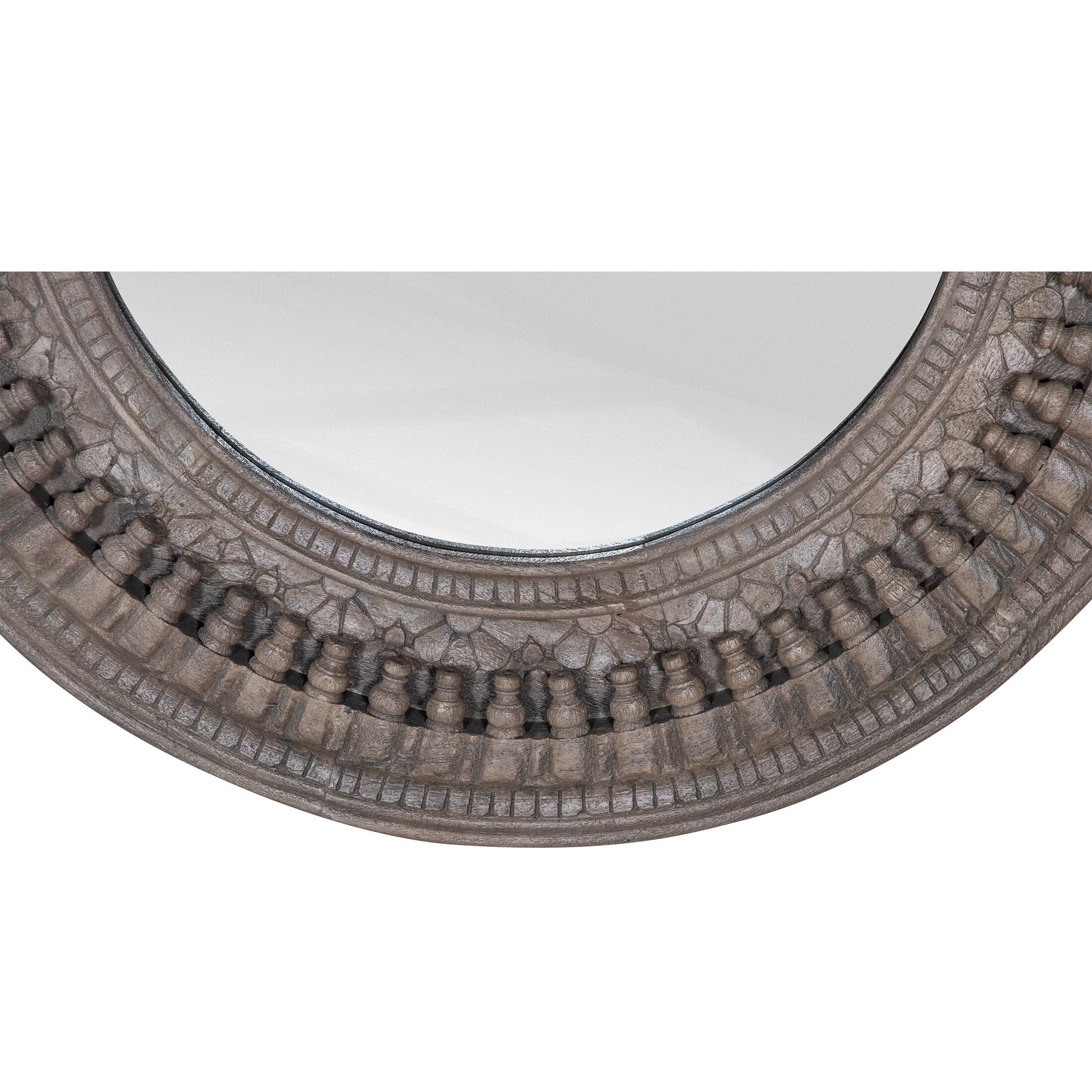 Hand-carved Round Wooden Mirror-artisan Crafted Decorative Wall Mirror ...