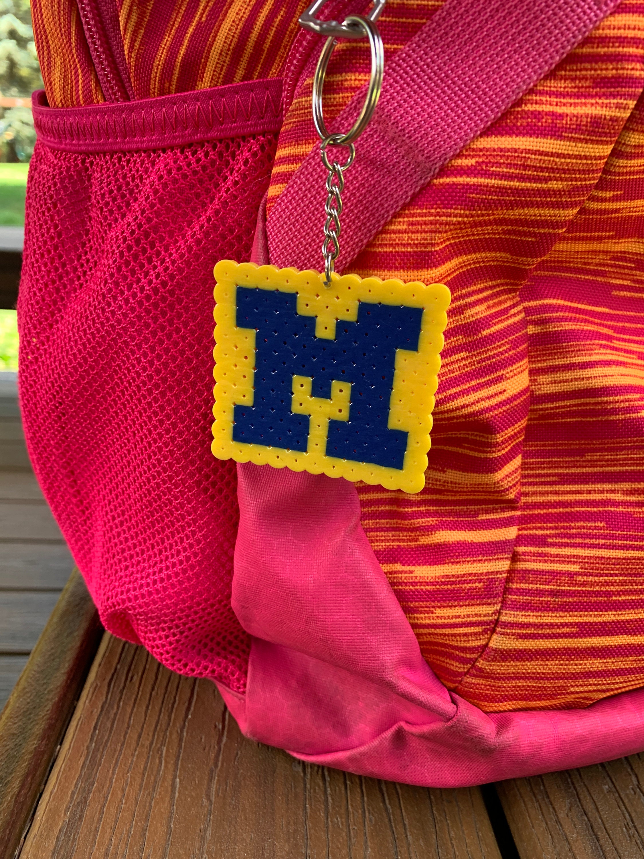 University of Michigan Perler Bead Keychain Backpack Zipper Pull Back ...