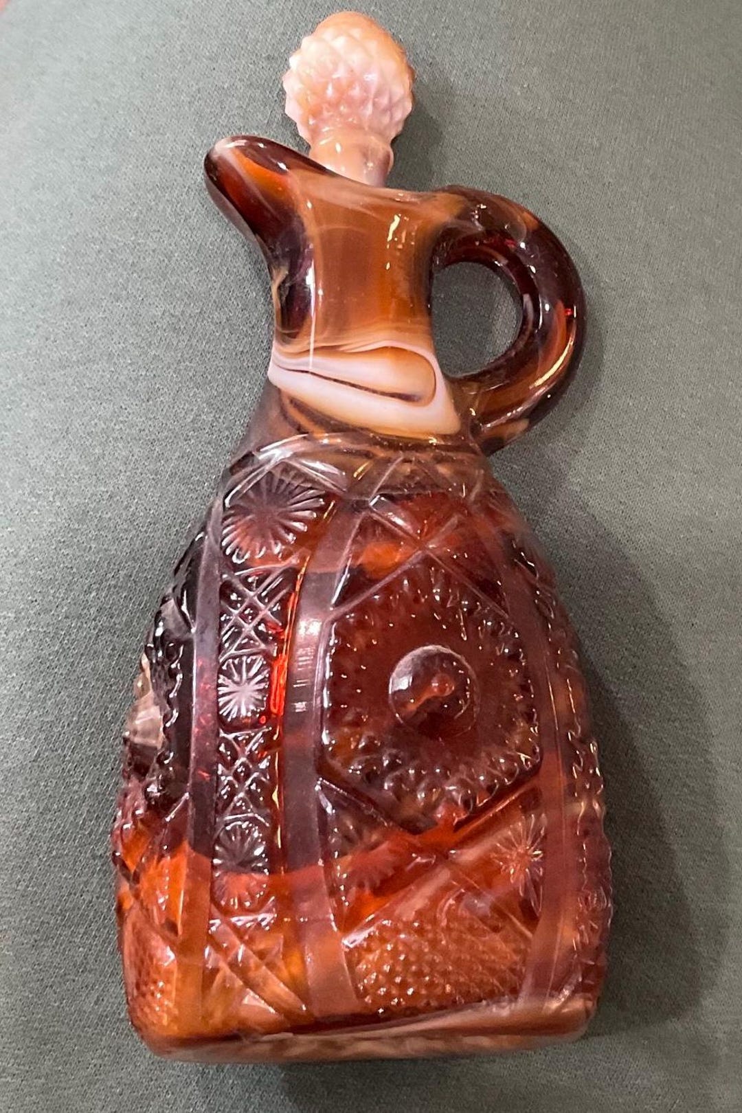Vintage Imperial Glass Slag Marked IG- Brown & Caramel Cruet Bottle 7 ...