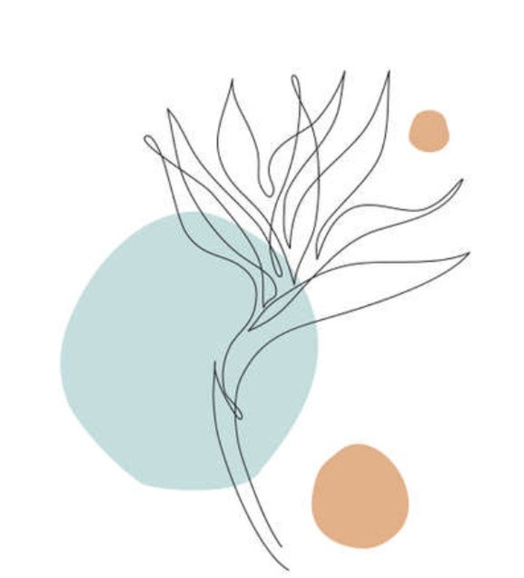 Abstract One Line Art Tropical Flower. Minimal Art Flower on Geometric ...