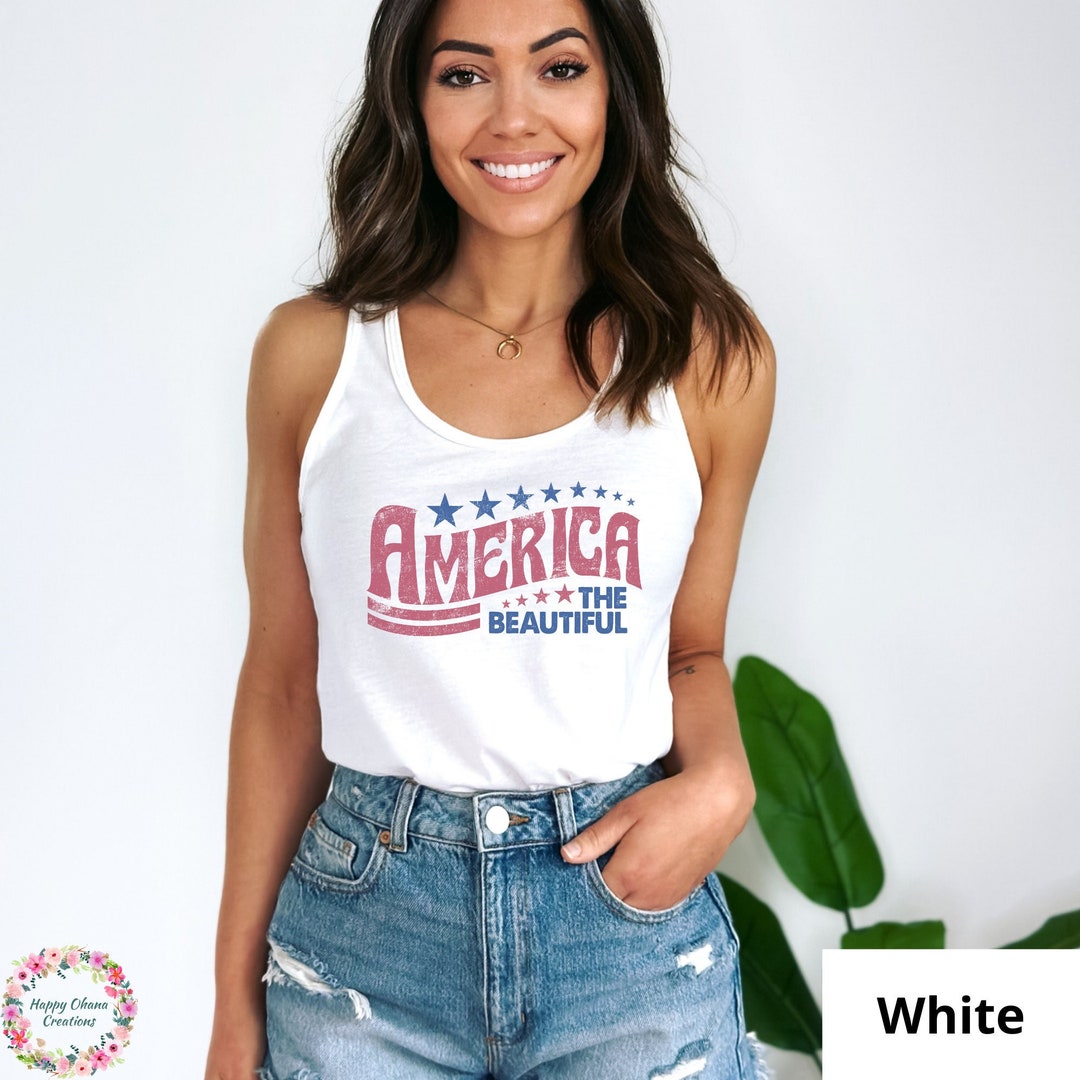 Women's July 4th Tank Top, America the Beautiful Vintage Style Tank ...