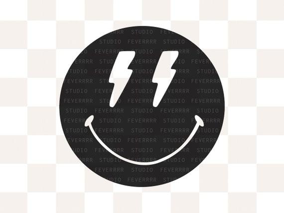 Lightning Bolt Smiley Face SVG Png Trendy Svg Aesthetic - Etsy