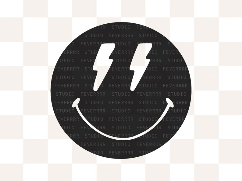 Lightning Bolt Smiley Face SVG / Png / Trendy Svg / Aesthetic - Etsy España