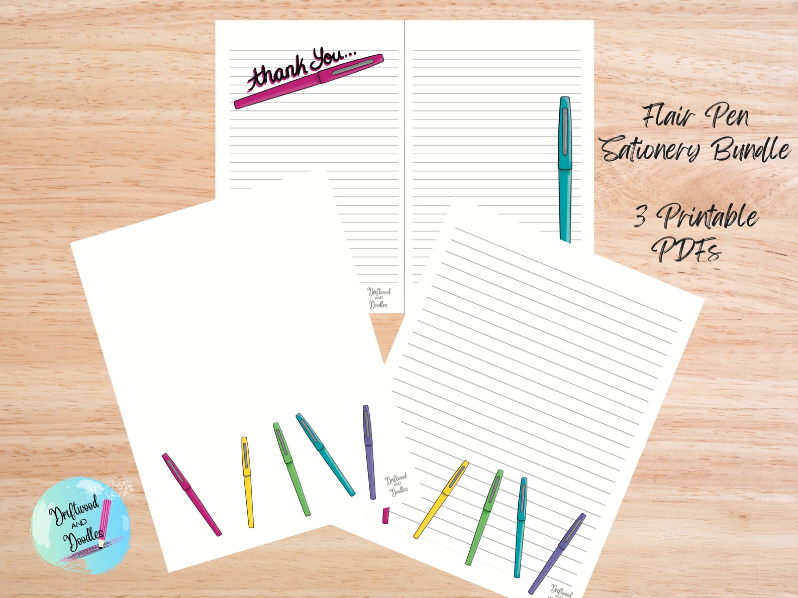 Flair Pen Printable Stationery Teacher Stationery Colorful - Etsy