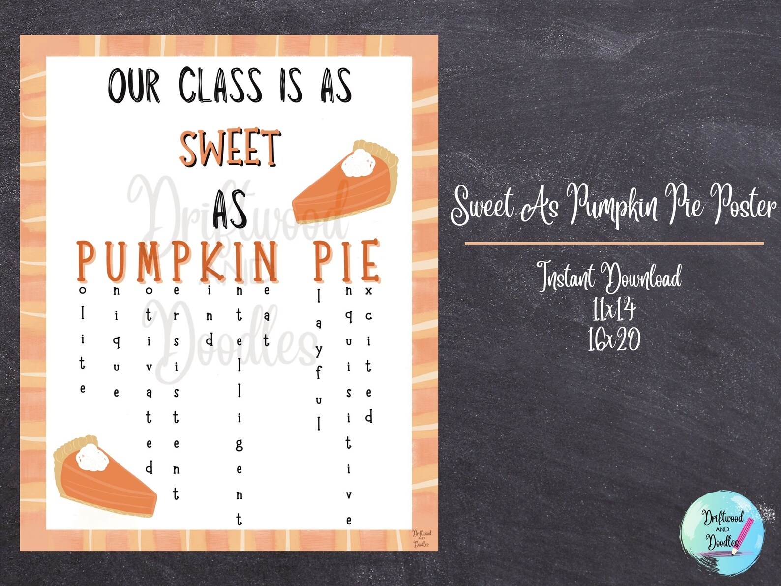 Sweet as Pumpkin Pie Poster: Fall Classroom Decor (digital Download) - Etsy