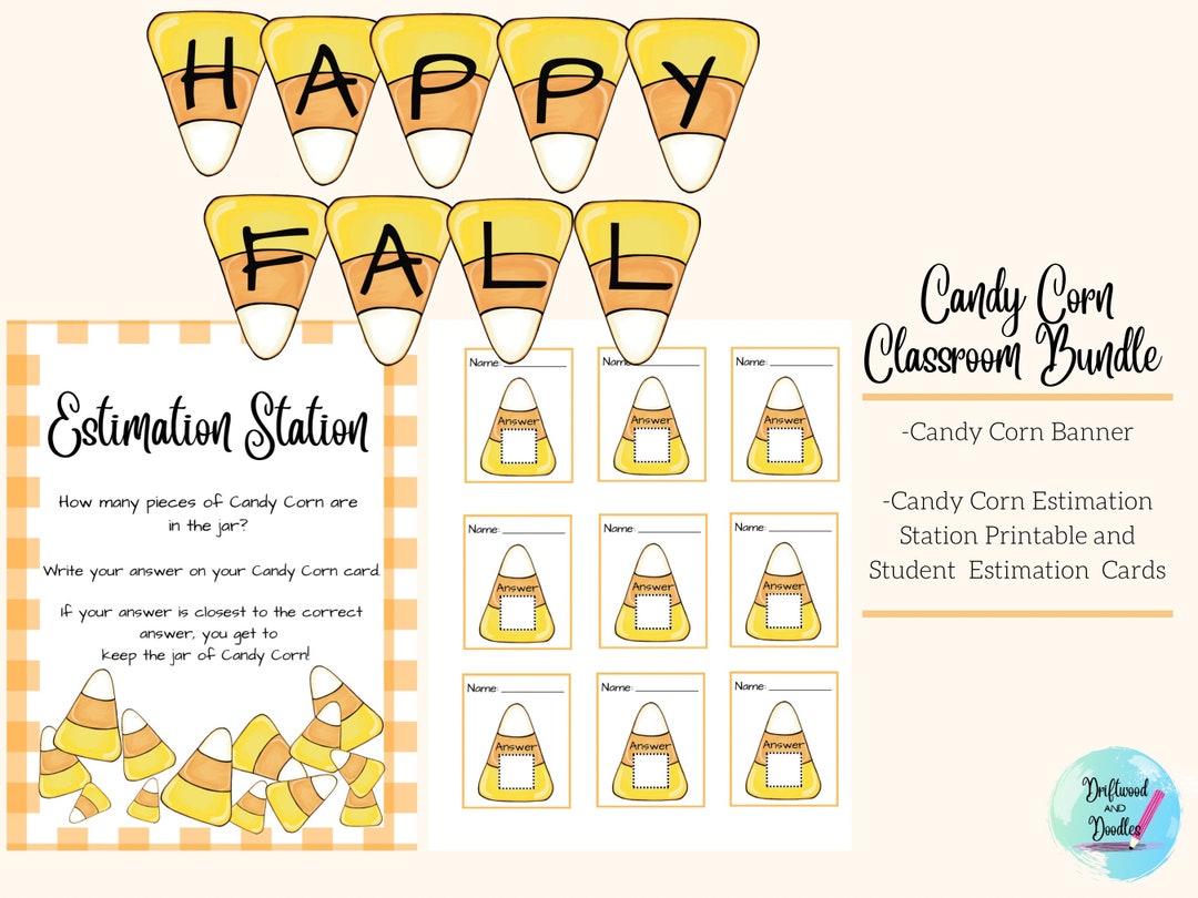Fall Candy Corn Classroom Decor Bundle: Banner & Estimation Station ...