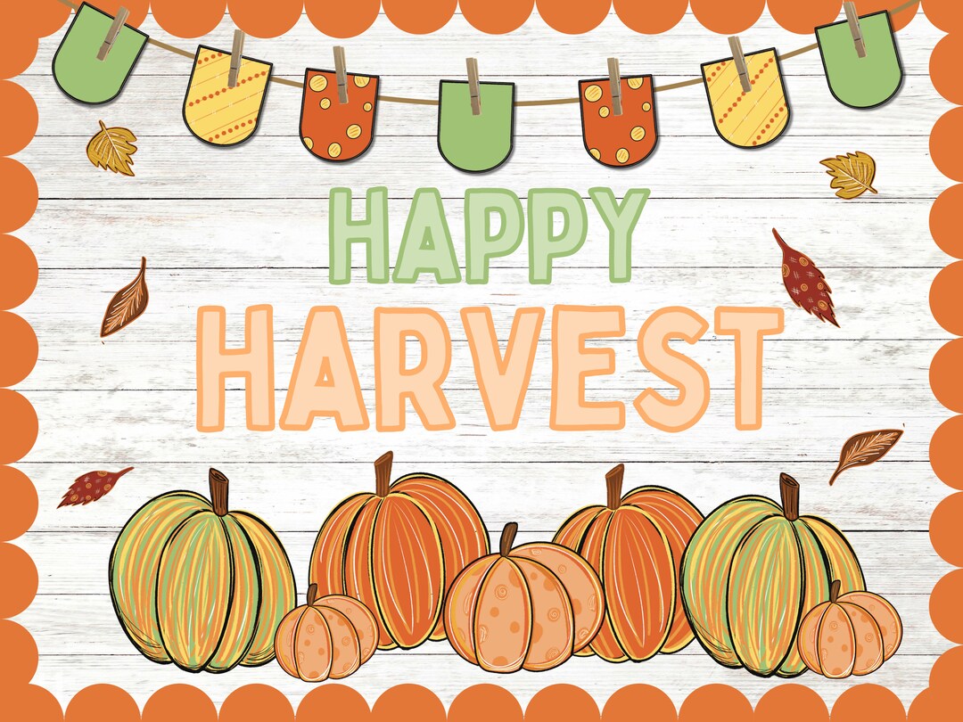 Fall Pumpkin Bulletin Board Kit: Happy Harvest Classroom Decor (digital ...