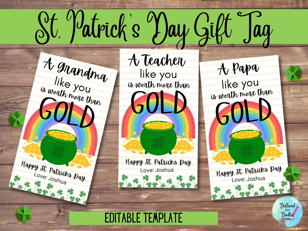 St. Patrick's Day Gift Tag: Teacher Appreciation (digital Download) - Etsy