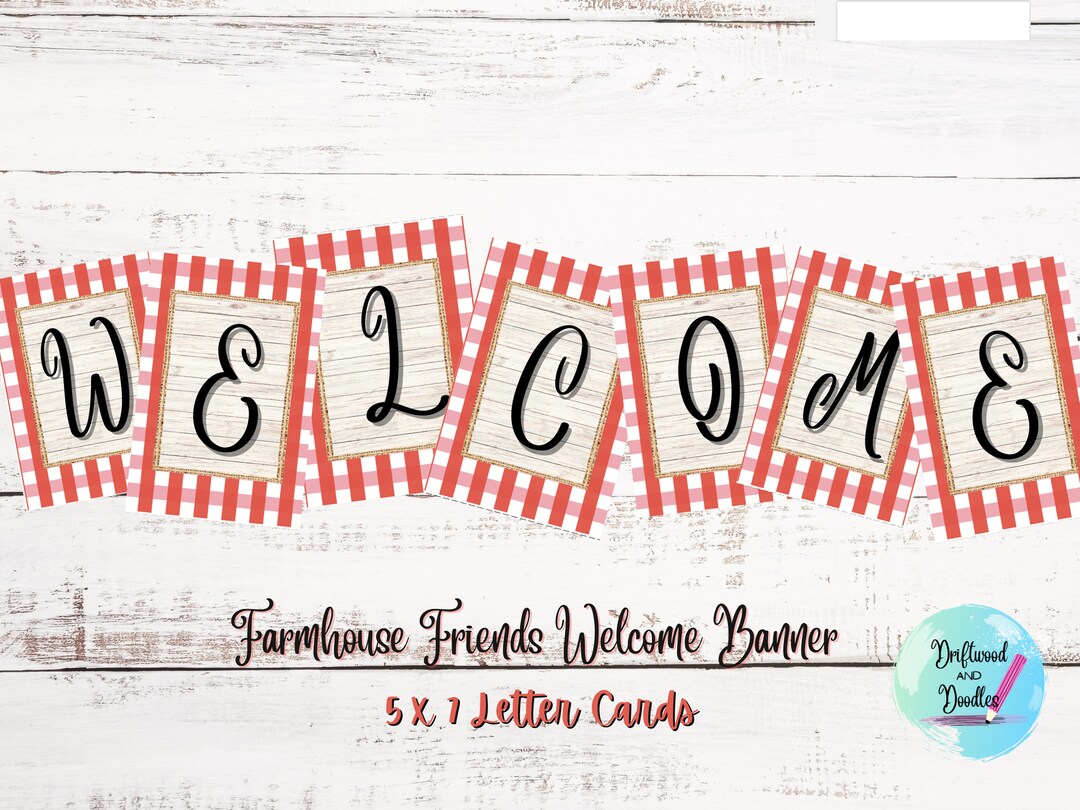Farmhouse Welcome Banner: Gingham Classroom Decor (digital Download) - Etsy