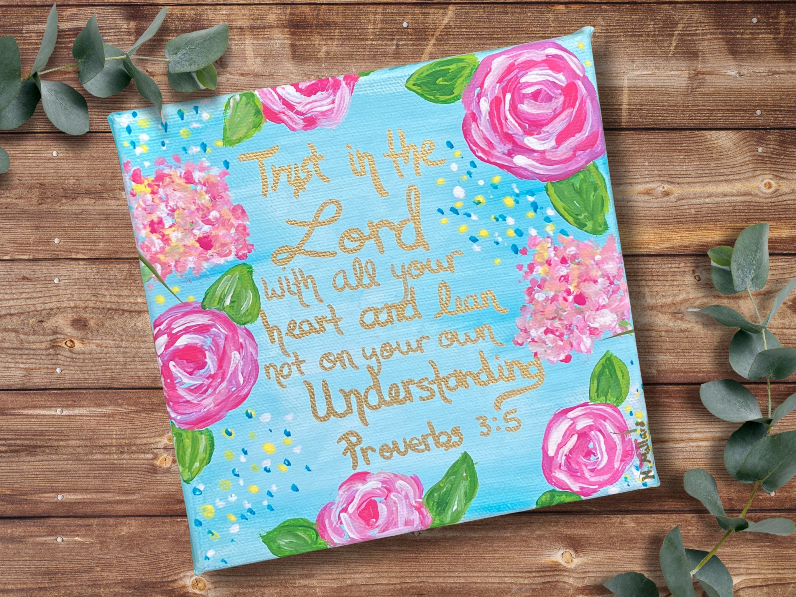 Hand-painted Floral Bible Verse Wall Art, Personalized Bible Verse Art ...