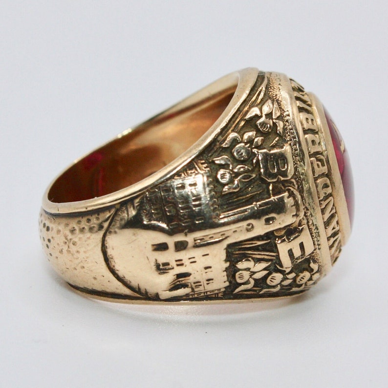 Vintage Large Heavy 1956 Vanderbilt University 10K Yellow Gold Ruby Men ...