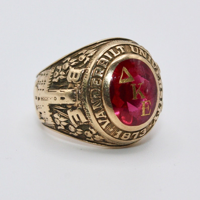 Vintage Large Heavy 1956 Vanderbilt University 10K Yellow Gold Ruby Men ...