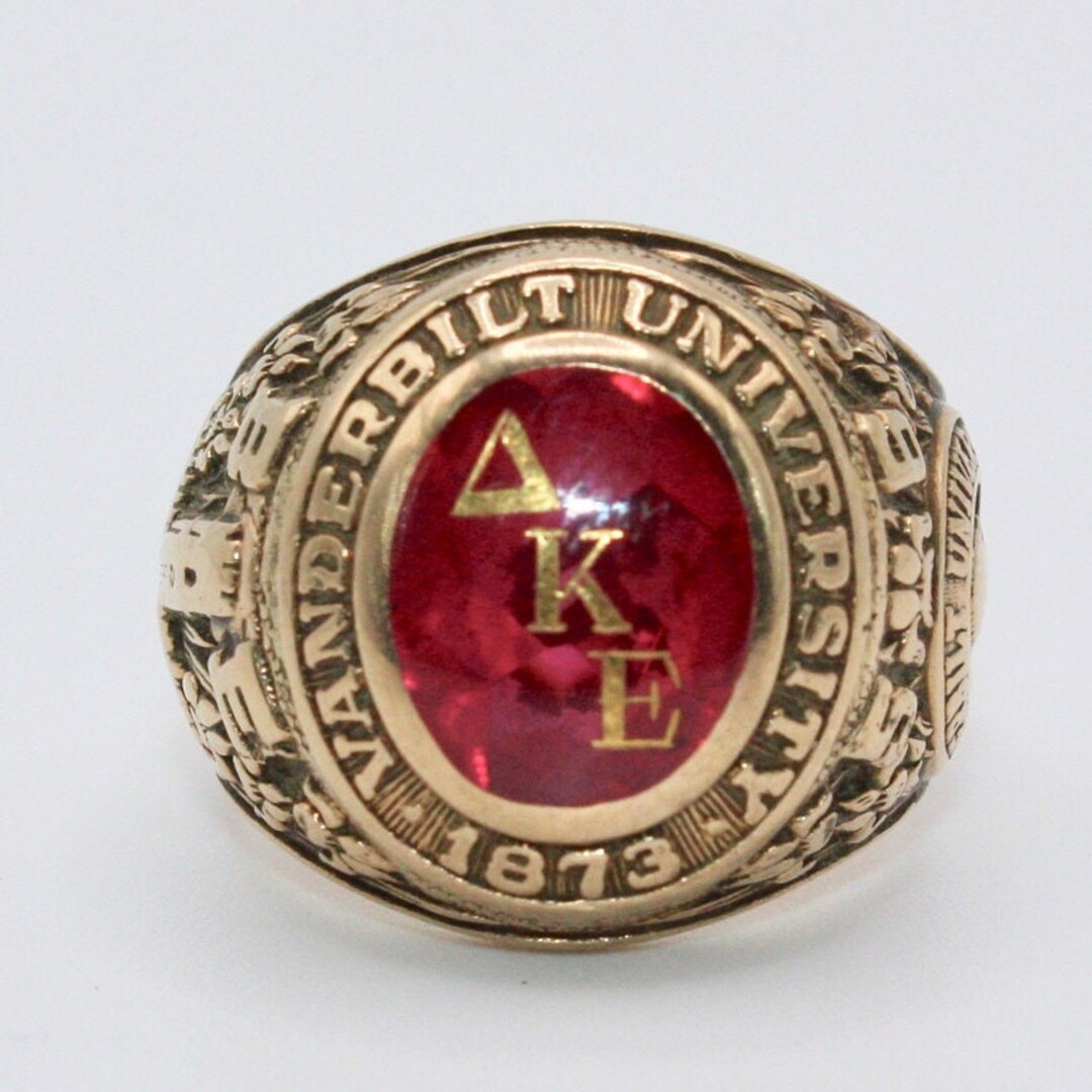 Vintage Large Heavy 1956 Vanderbilt University 10K Yellow Gold Ruby Men ...