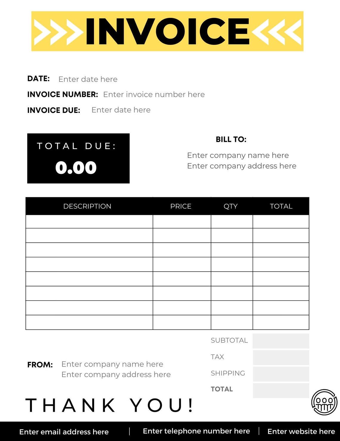Invoice for Small Business L Printable Invoice PDF L Invoice Template L ...