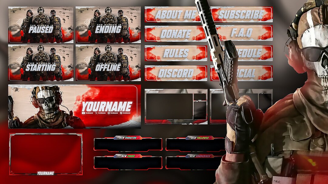 Warzone/cod Mw3 Twitch Overlay Bundle (panels, Alerts, Screens, Overlay ...
