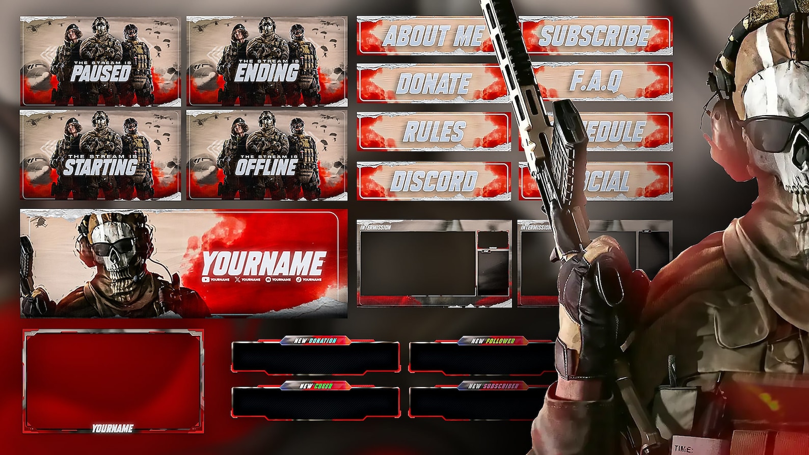 Warzone/cod Mw3 Twitch Overlay Bundle (panels, Alerts, Screens, Overlay ...