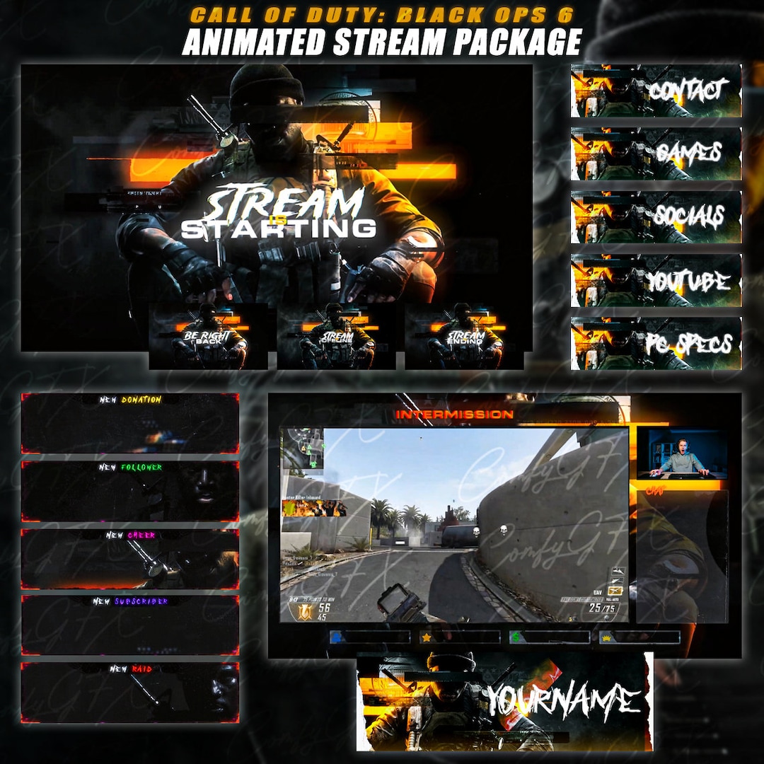 Black Ops 6 Animated Twitch Stream Package Overlay, Panels, Alerts ...