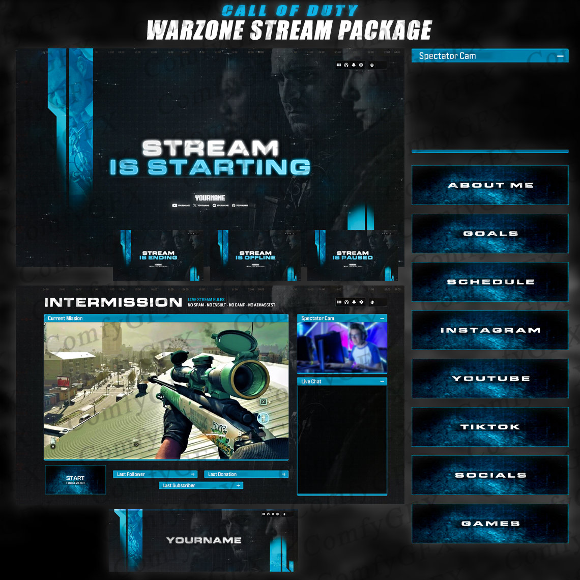 Warzone/cod Mw3 Twitch Overlay Bundle (panels, Screens, Overlay) - Etsy
