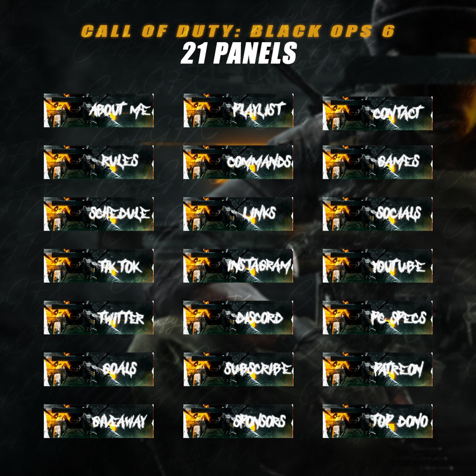 Black Ops 6 Animated Twitch Stream Package Overlay, Panels, Alerts ...