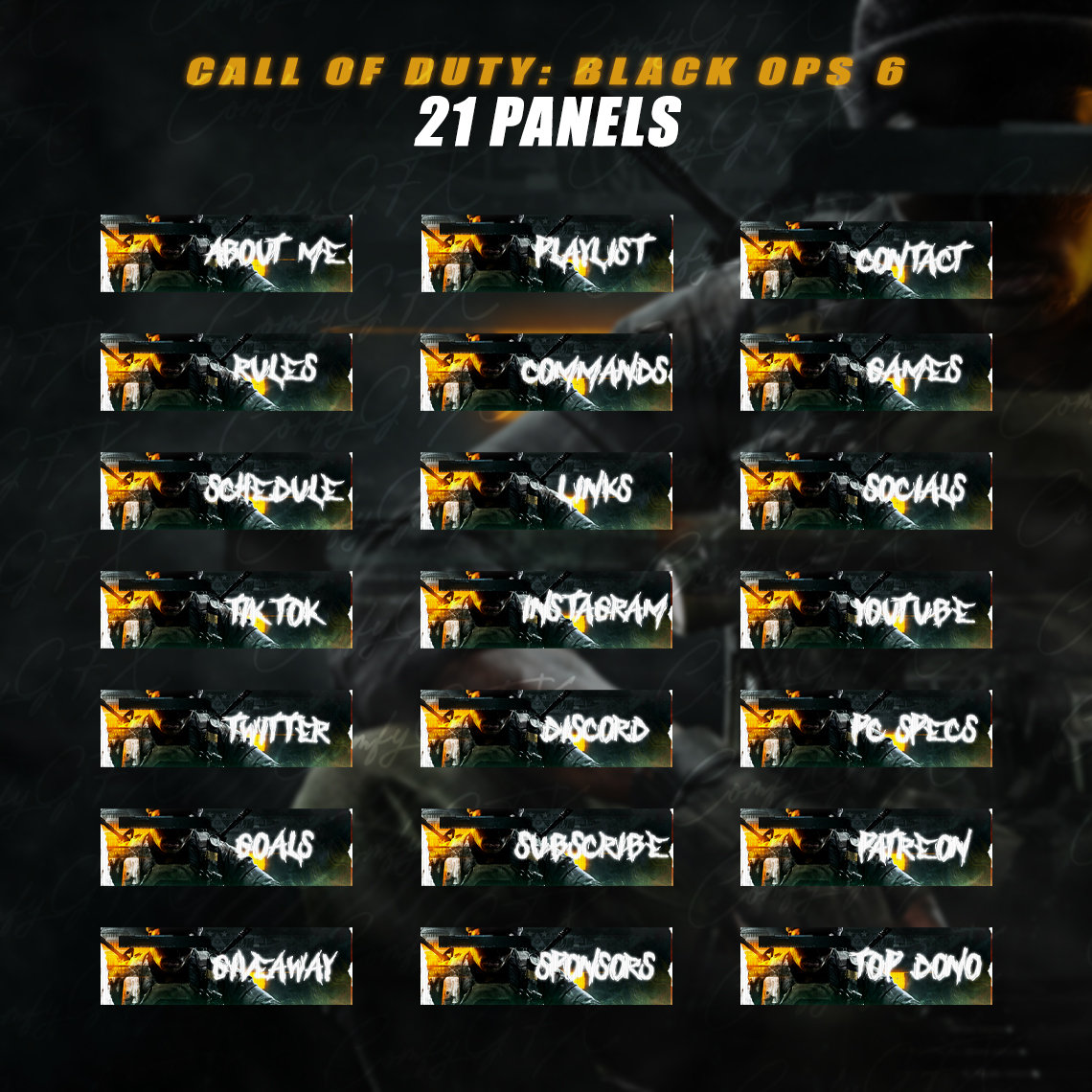 Black Ops 6 Animated Twitch Stream Package Overlay, Panels, Alerts ...