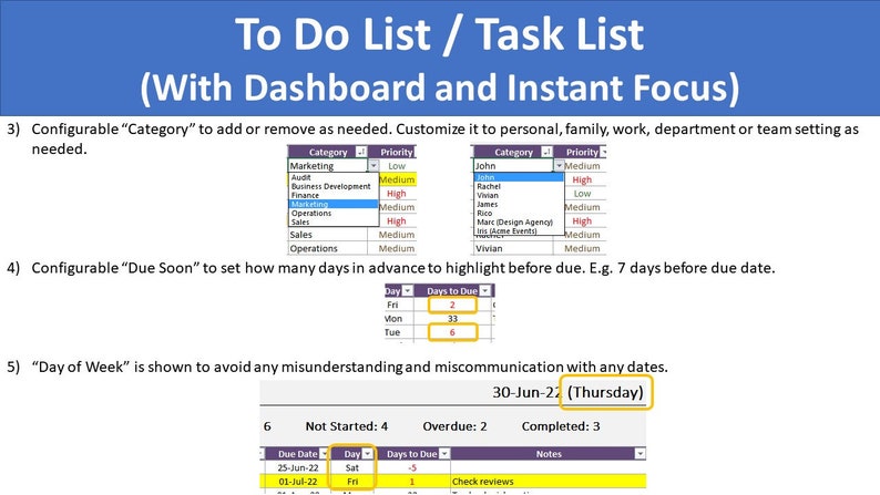 To Do List / Task List | Dashboard, Instant Focus, Highlighting ...