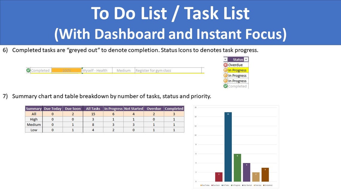 To Do List / Task List | Dashboard, Instant Focus, Highlighting ...